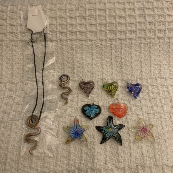 Jewelry | Colorful Art Glass Heart Snake Star Necklace | Poshmark
